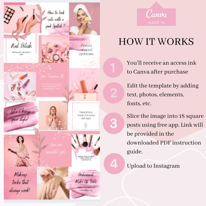 Pink Instagram Post Stories Template Canva, Instagram Branding, Pink ...