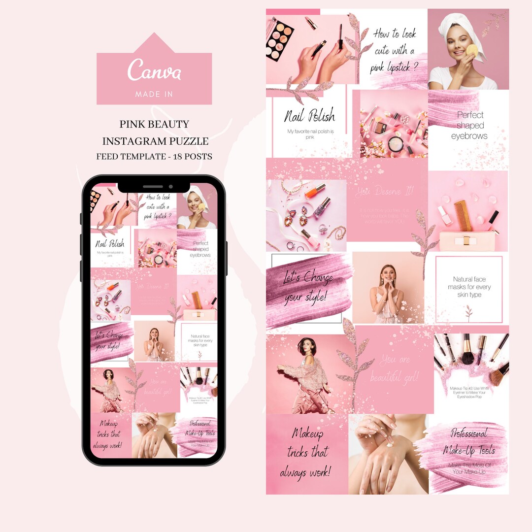 Pink Instagram Post Stories Template Canva, Instagram Branding, Pink ...