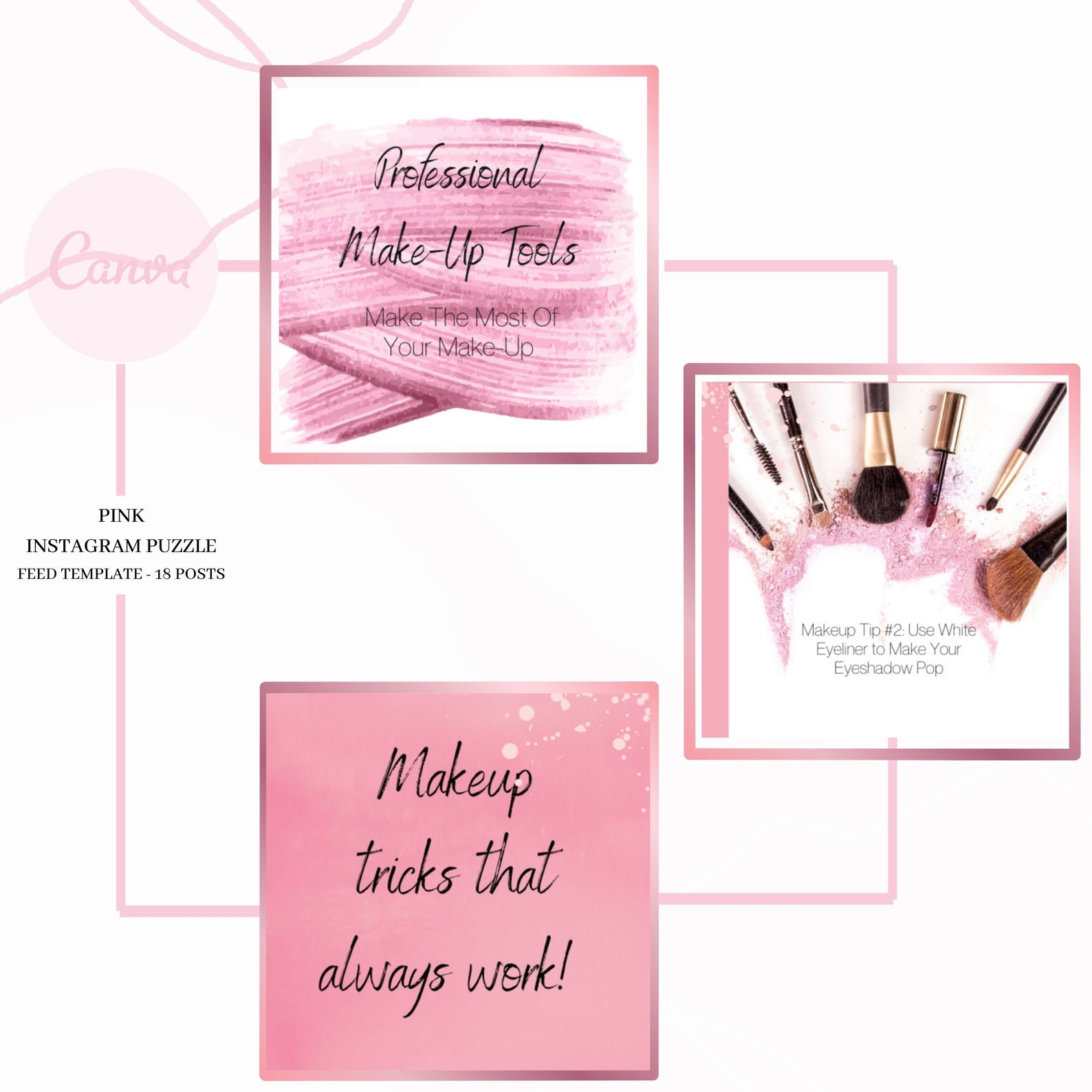 Pink Instagram Post Stories Template Canva, Instagram Branding, Pink ...