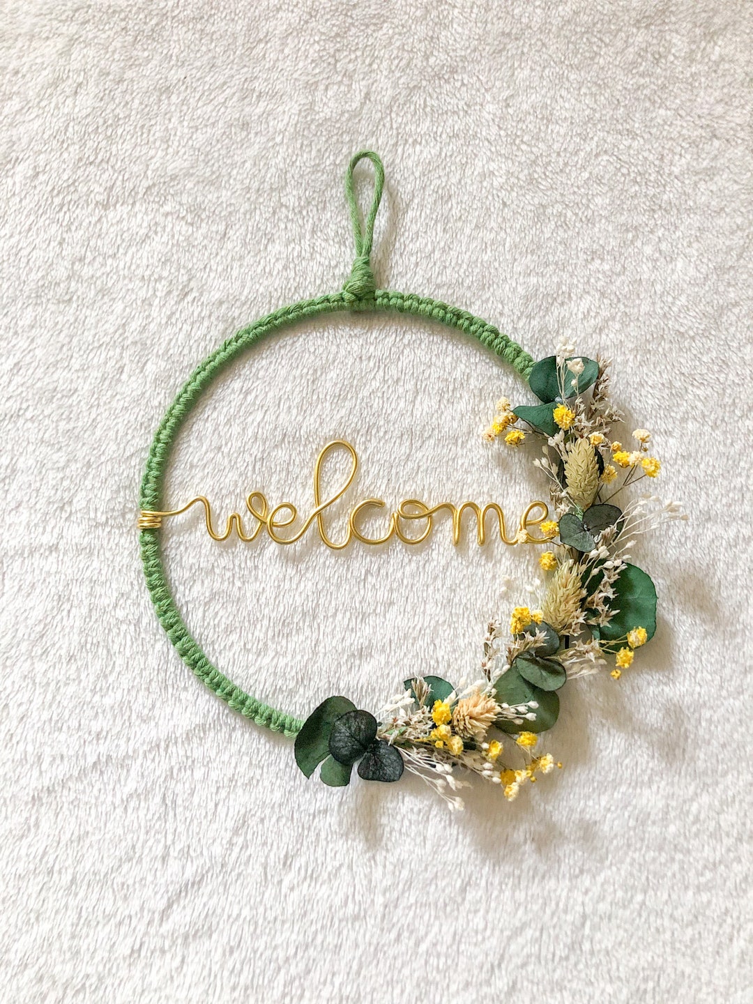 Small Welcome Wreath in Macramé and Dried Flowers - Etsy