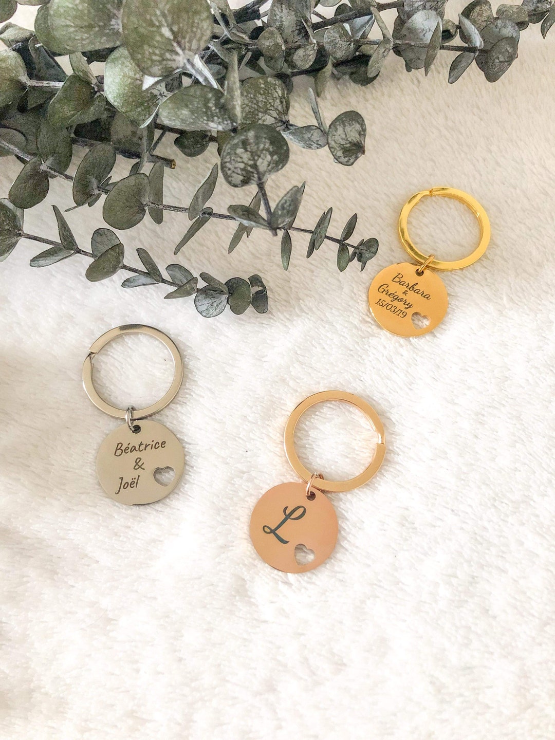 Personalized Engraved Heart Round Key Ring in Stainless Steel - Etsy