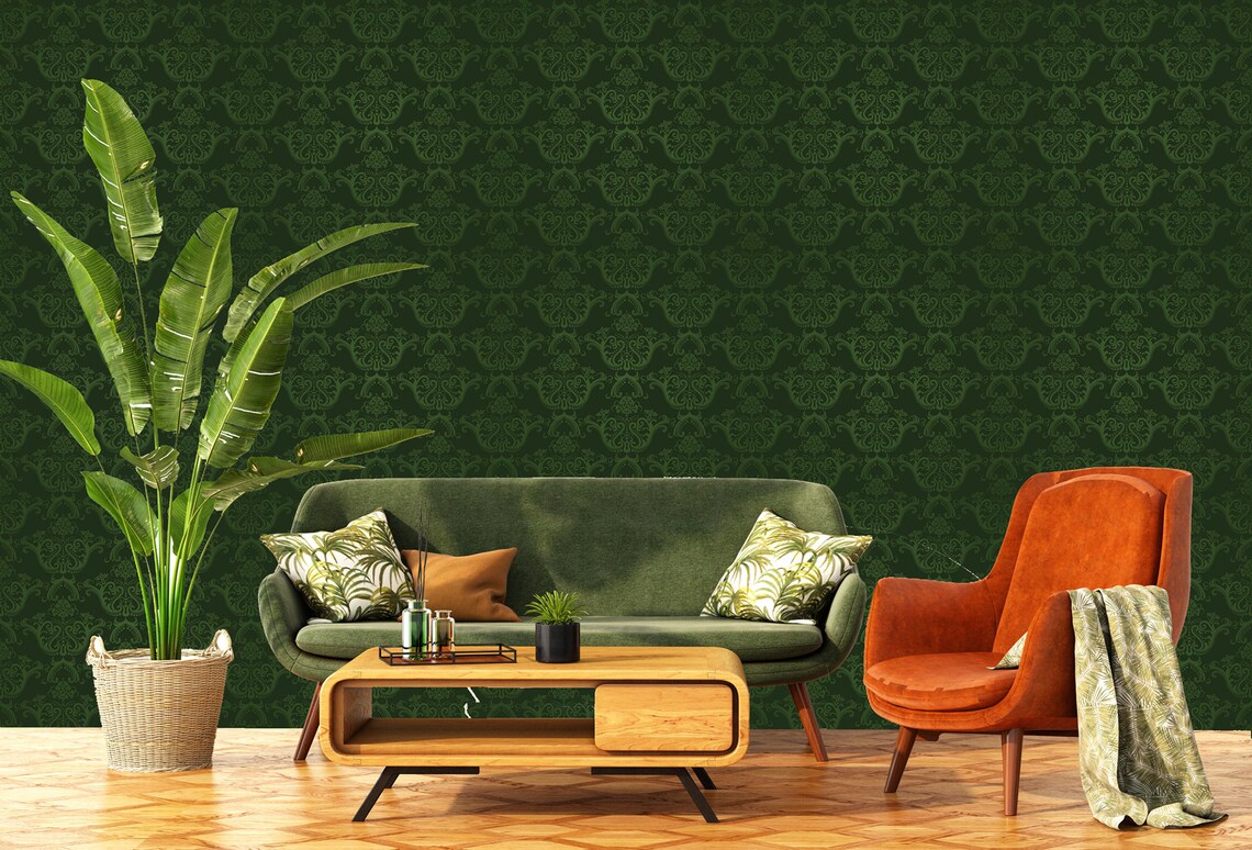 Green Vintage Victorian Pattern Wallpaper Self Adhesive - Etsy