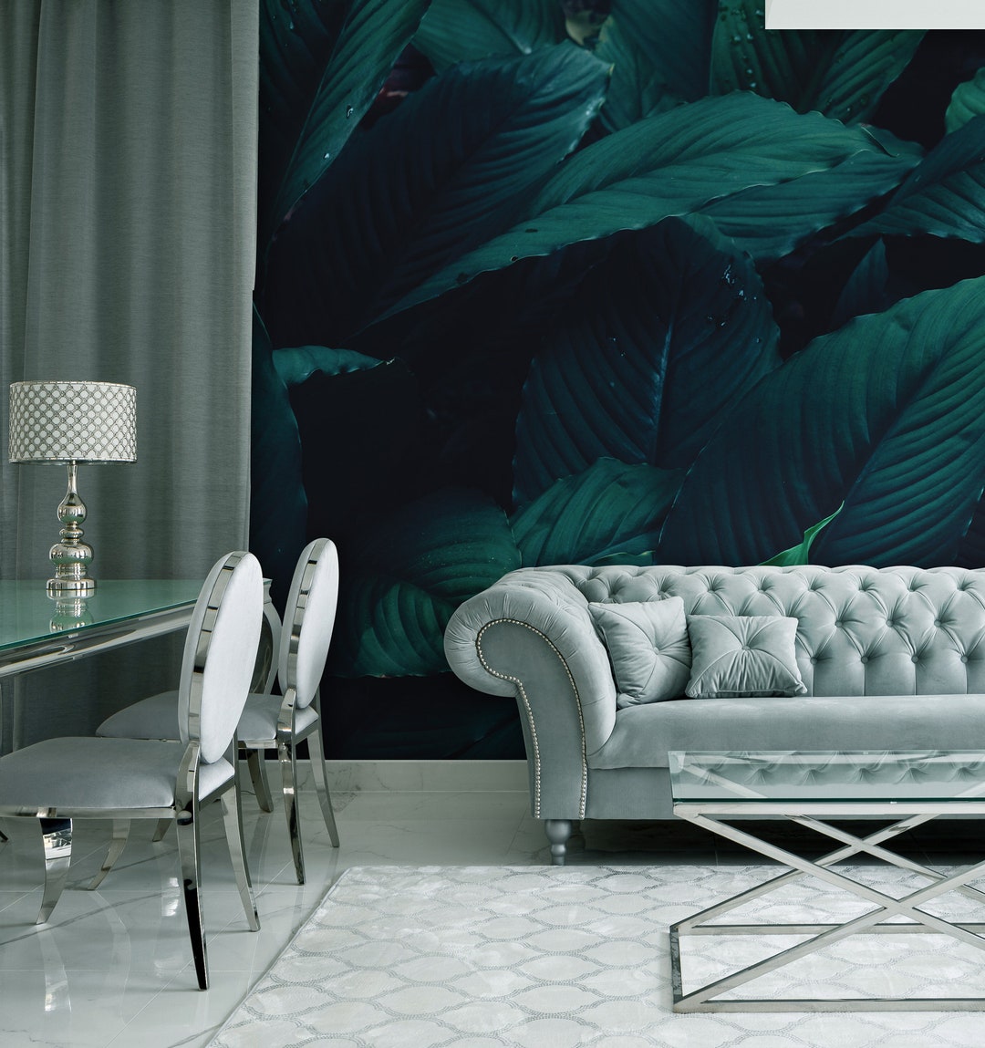 Dark Green Leaves Wallpaper, Dark Nature Wallpaper [wall Decor, Peel ...