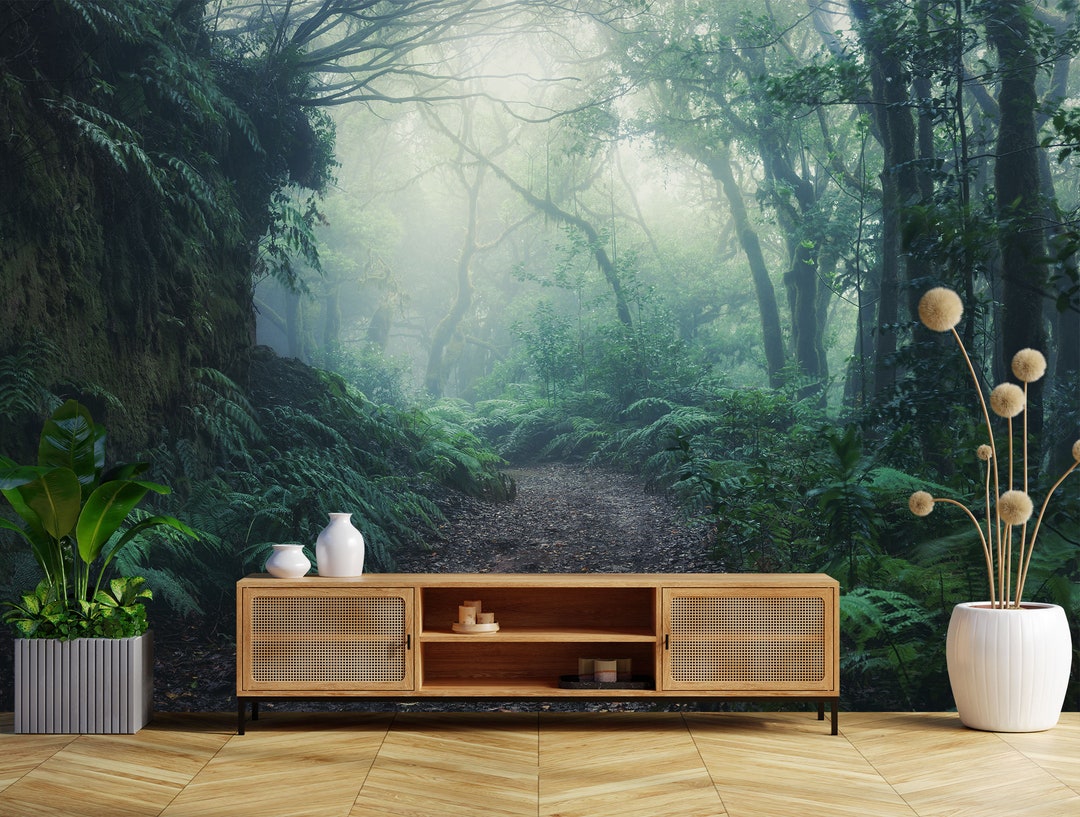 Dark Forest Wallpaper, Plants and Trees Wall Mural [peel and Stick ...