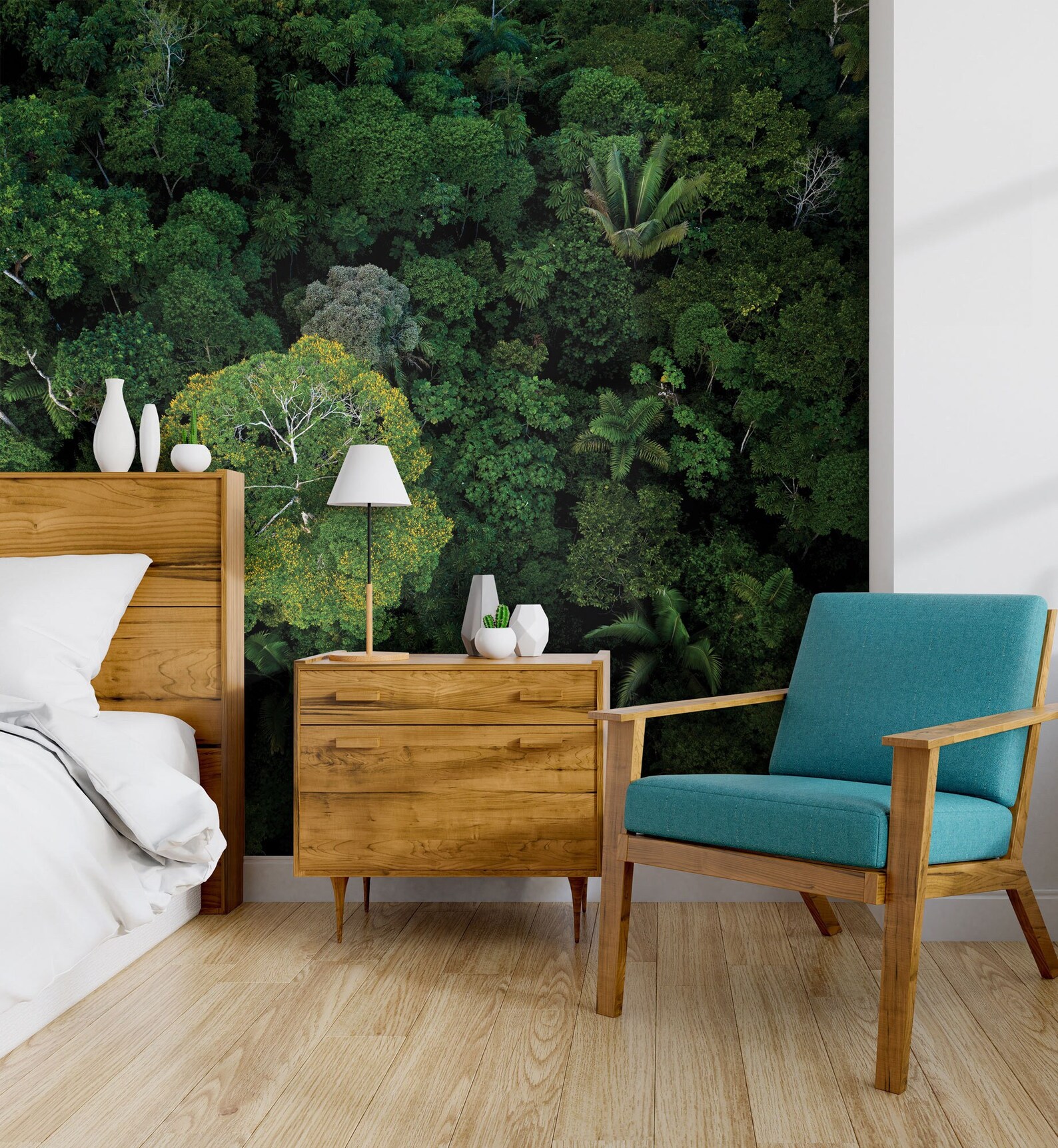 Tropical Forest Wallpaper With Palm Trees [wall Decor, Peel and Stick ...