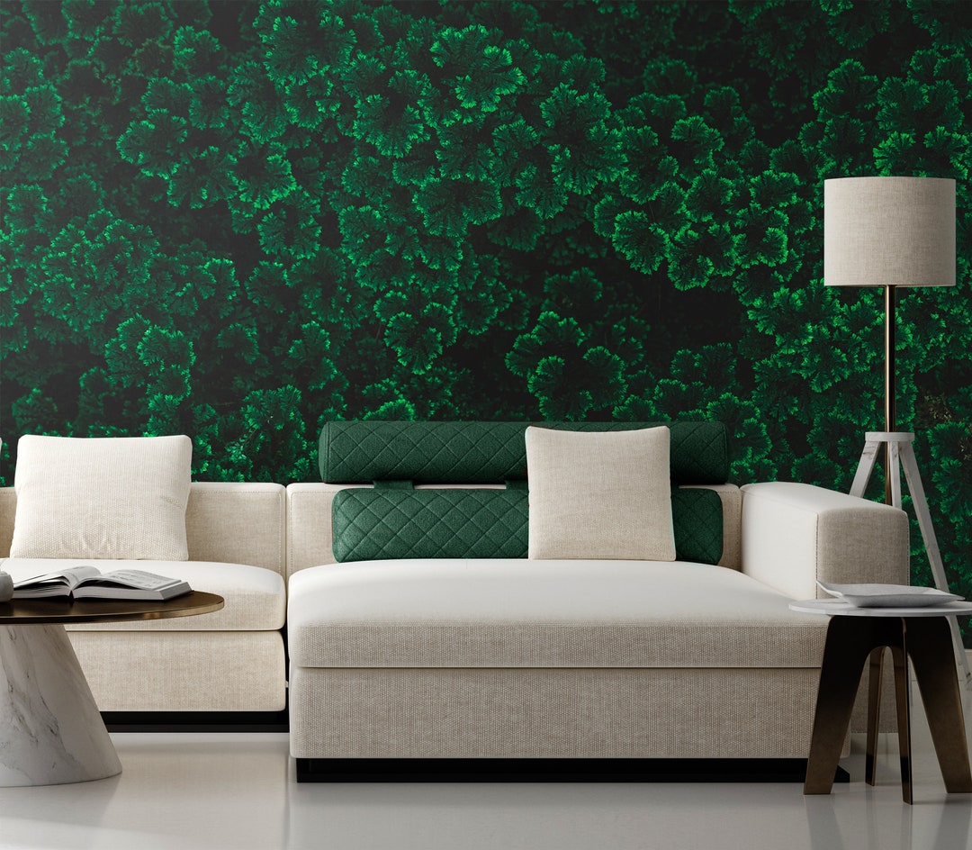 Green Wallpaper, Leaf and Forest, Wall Art, Wall Mural, Abstract ...