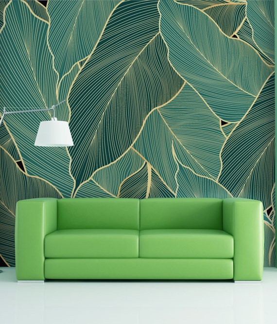 Leaves Wallpaper Botanical Wall Mural Self Adhesive Jungle - Etsy