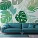 Abstract Monstera Leaf Wallpaper, Self Adhesive, Tropical Wall Decor ...