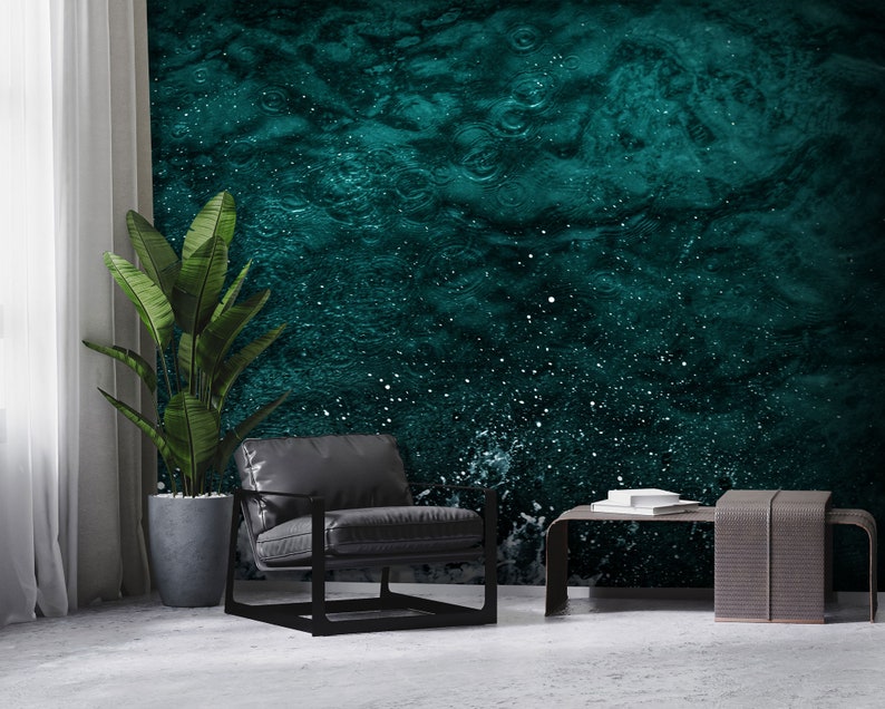 Dark Teal Ripples in Water Wallpaper, Sea Photo Wallpaper, Marine Mural ...