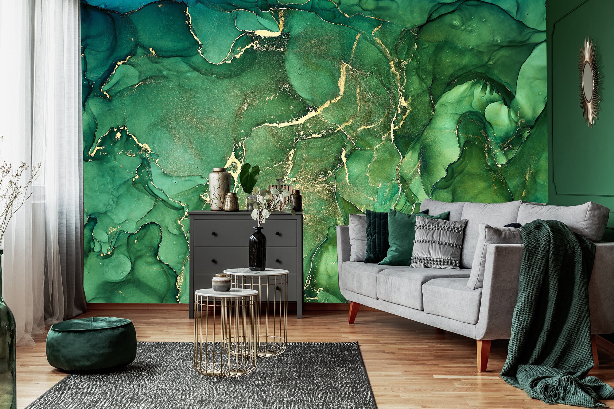 Vivid Green Emerald Marbled Art Wallpaper | Self Adhesive, Peel & Stick ...