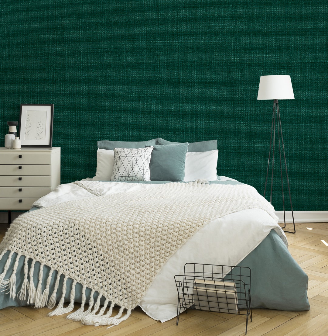 Dark Green Natural Wallpaper, Minimalist Pattern, Watercolor Wall Art ...