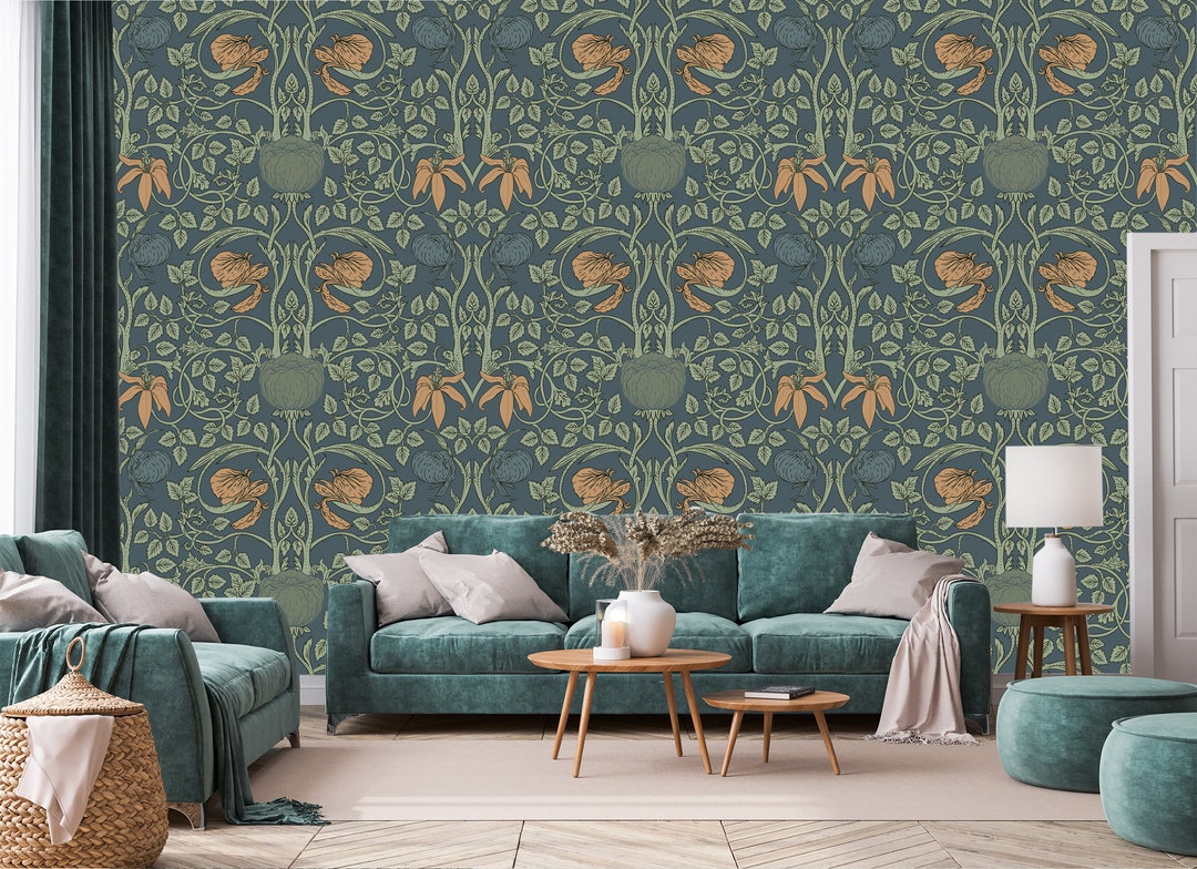 Green Art Deco Leafy Pattern Wallpaper | Self Adhesive, Peel & Stick ...