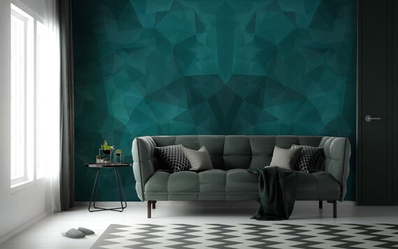 Abstract Teal Triangles Geometric Wallpaper Self Adhesive - Etsy