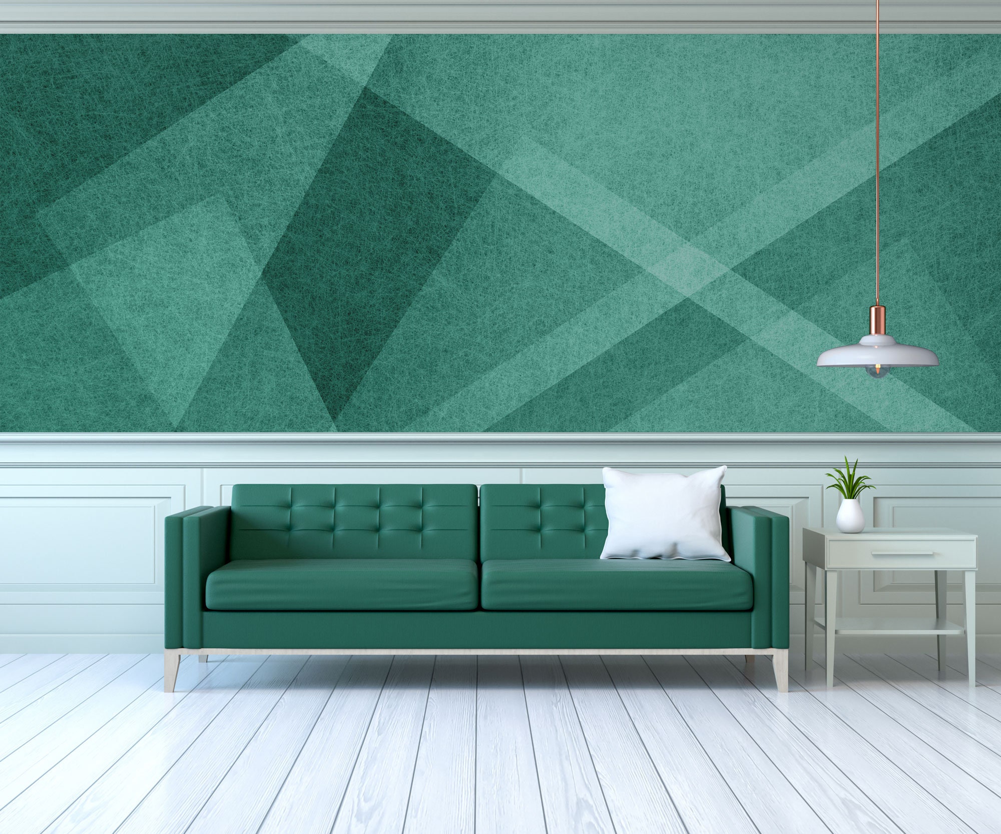 Abstract Geometric Green Wallpaper Wall Mural Self Adhesive - Etsy