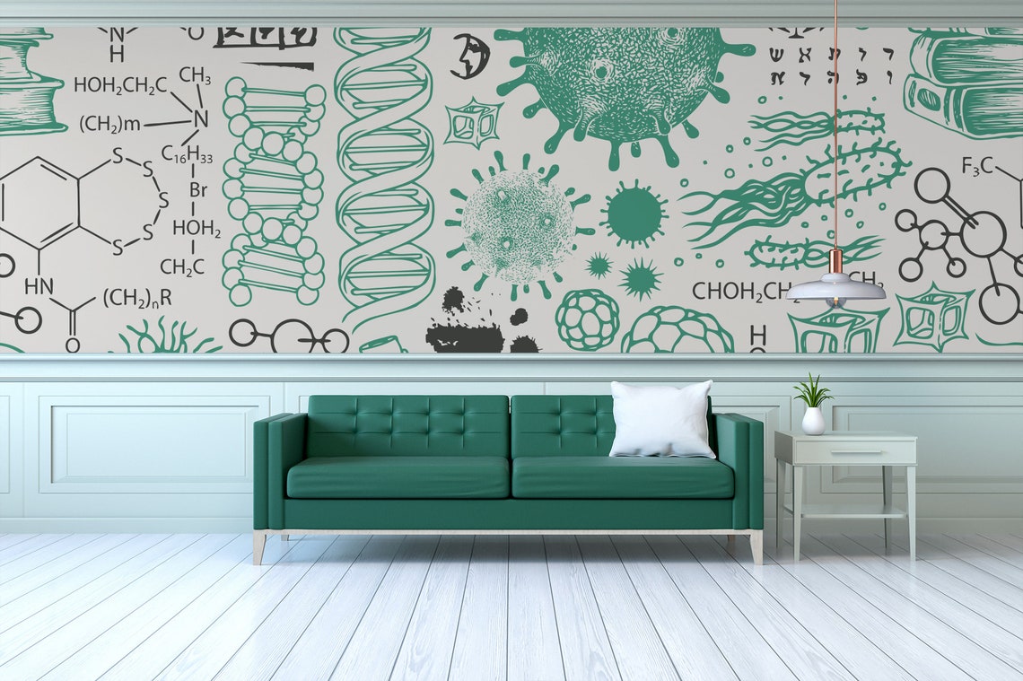 Abstract Wallpaper With Chemistry Biology Genetics | Etsy