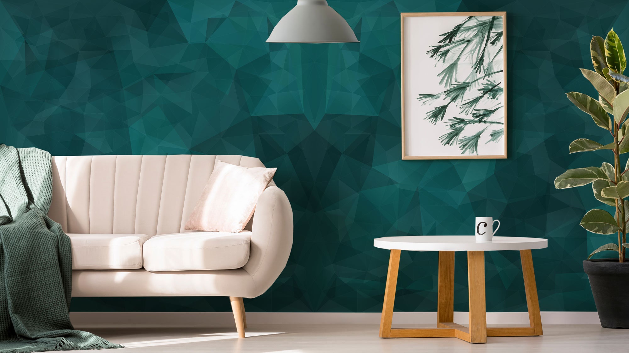 Abstract Teal Triangles Geometric Wallpaper Self Adhesive - Etsy