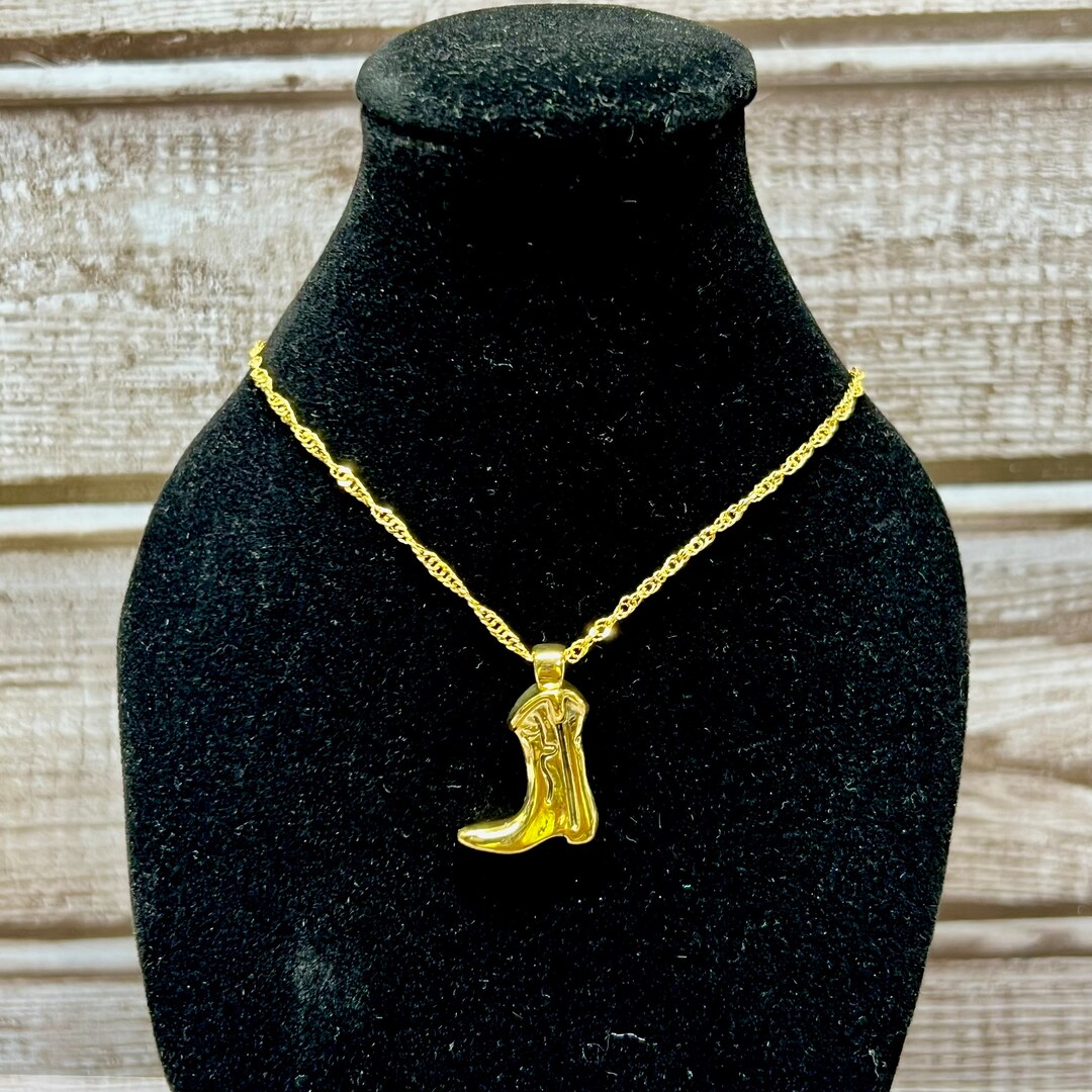 Gold Cowboy Boot Pendant Necklace | Western Necklace | Western Jewelry ...