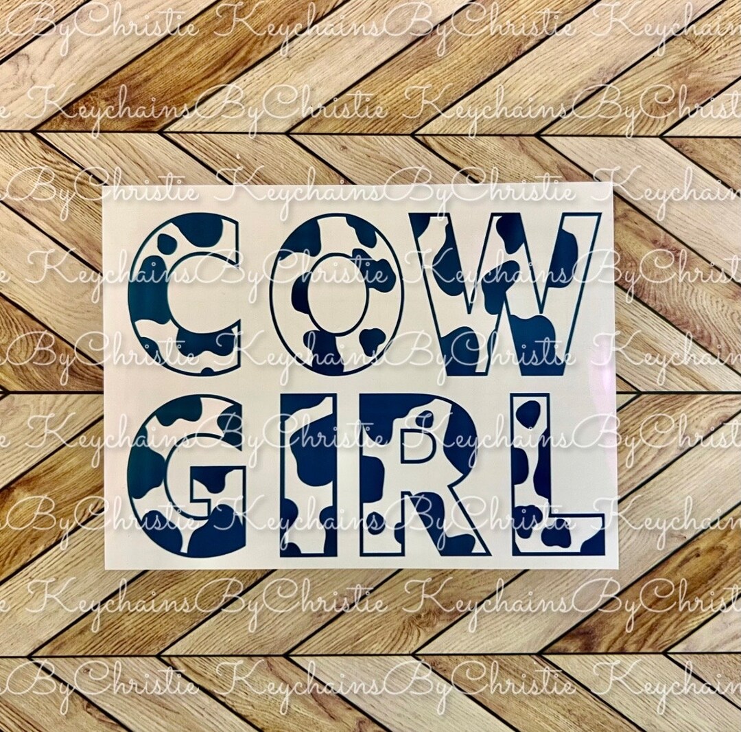 Cow Print Cowgirl Decal | Cow Girl Decal - Etsy