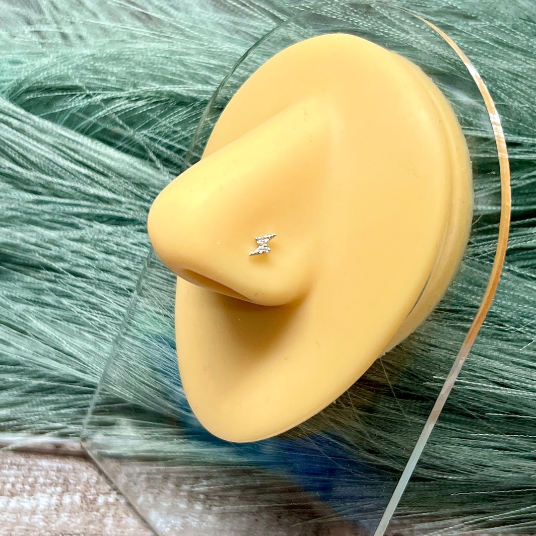 Mini Diamond Lighting Bolt L Shaped Nose Ring | Western Nose Ring |nose ...