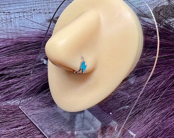 Turquoise Lighting Bolt Hoop Nose Ring Western Nose Ring Nose Hoop Western Jewelry Western Body Jewelry Lighting Bolt Jewelry
