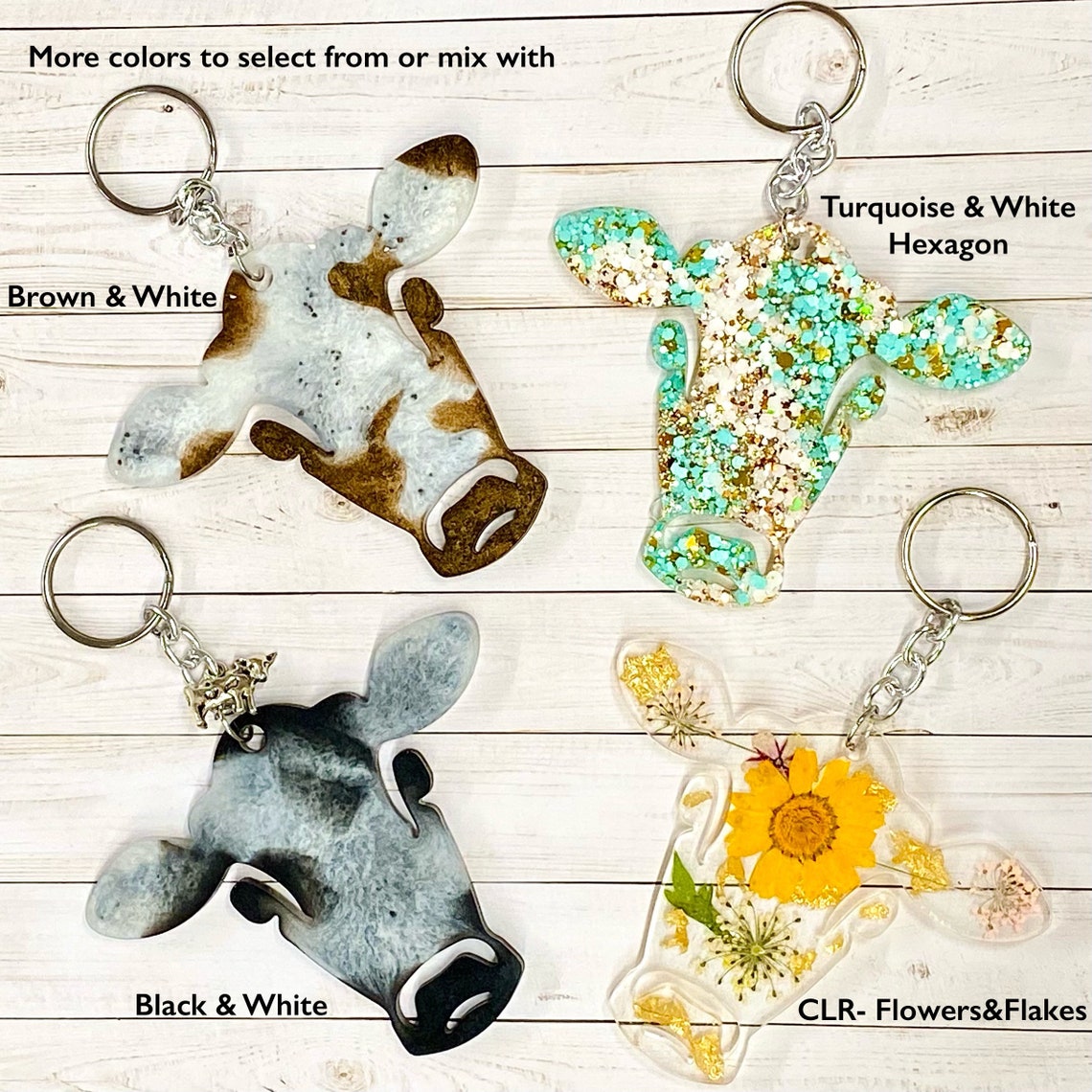 Resin Cow Keychain Custom - Etsy