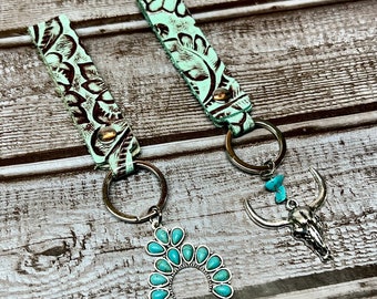 Western Faux Leather Wristlet Keychain Keyfob Keychain Wrist Lanyard ...