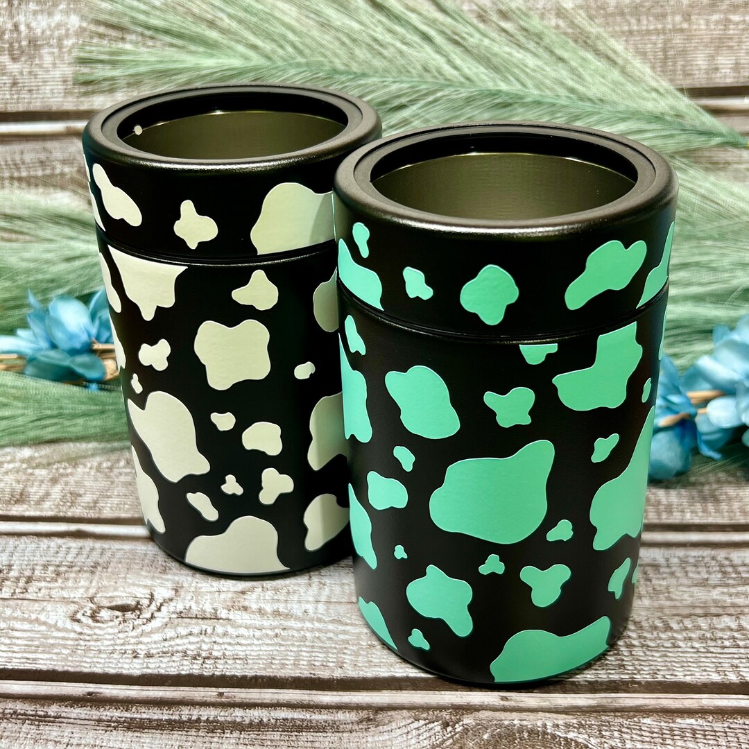 Cow Print Short 12oz Cup Cooler | Metal Cup Cooler | Drink Cooler ...