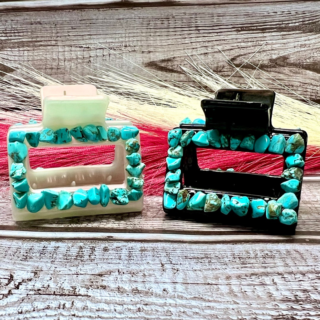 Mini Turquoise Rock Hair Clip |western Hair Clip | Western Hair ...