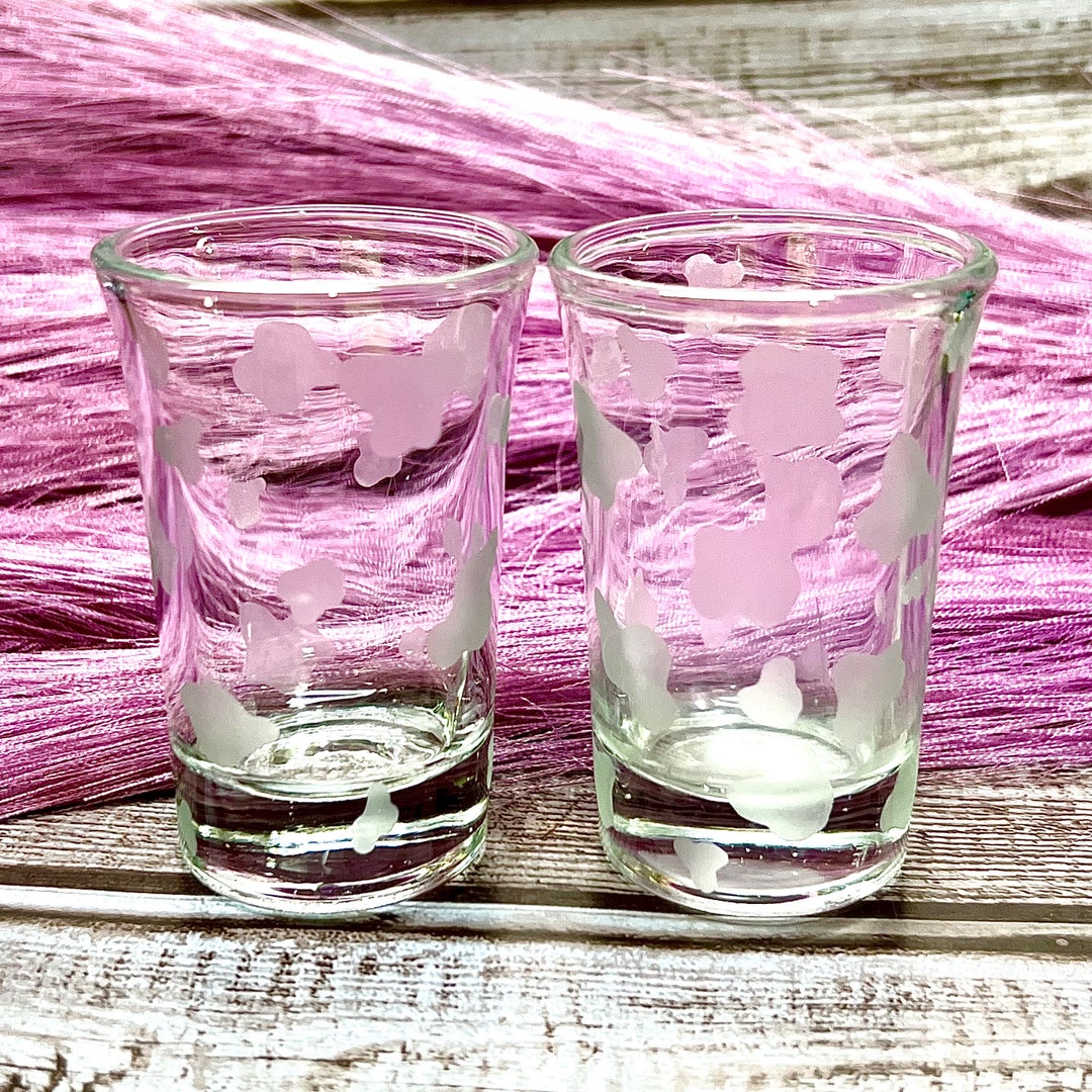 2 Etched Glass Cow Print Shot Glass Cow Print Glasses Glass Shot Glass ...
