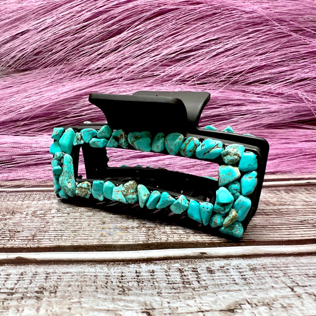 Small Turquoise Rock Hair Clip |western Hair Clip | Western Hair ...