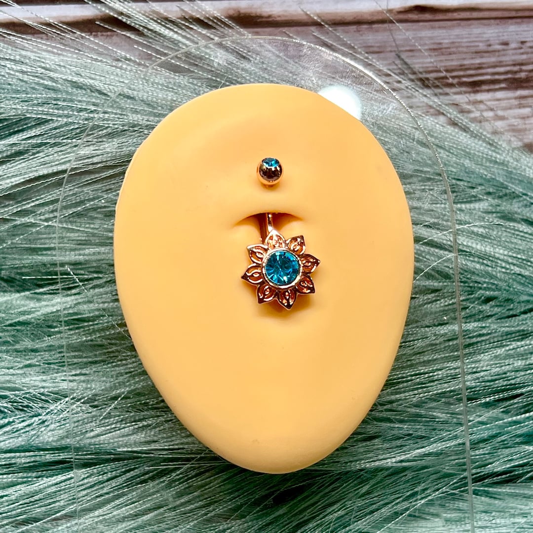 Turquoise Flower Belly Button Ring | Western Belly Ring | Boho Belly ...