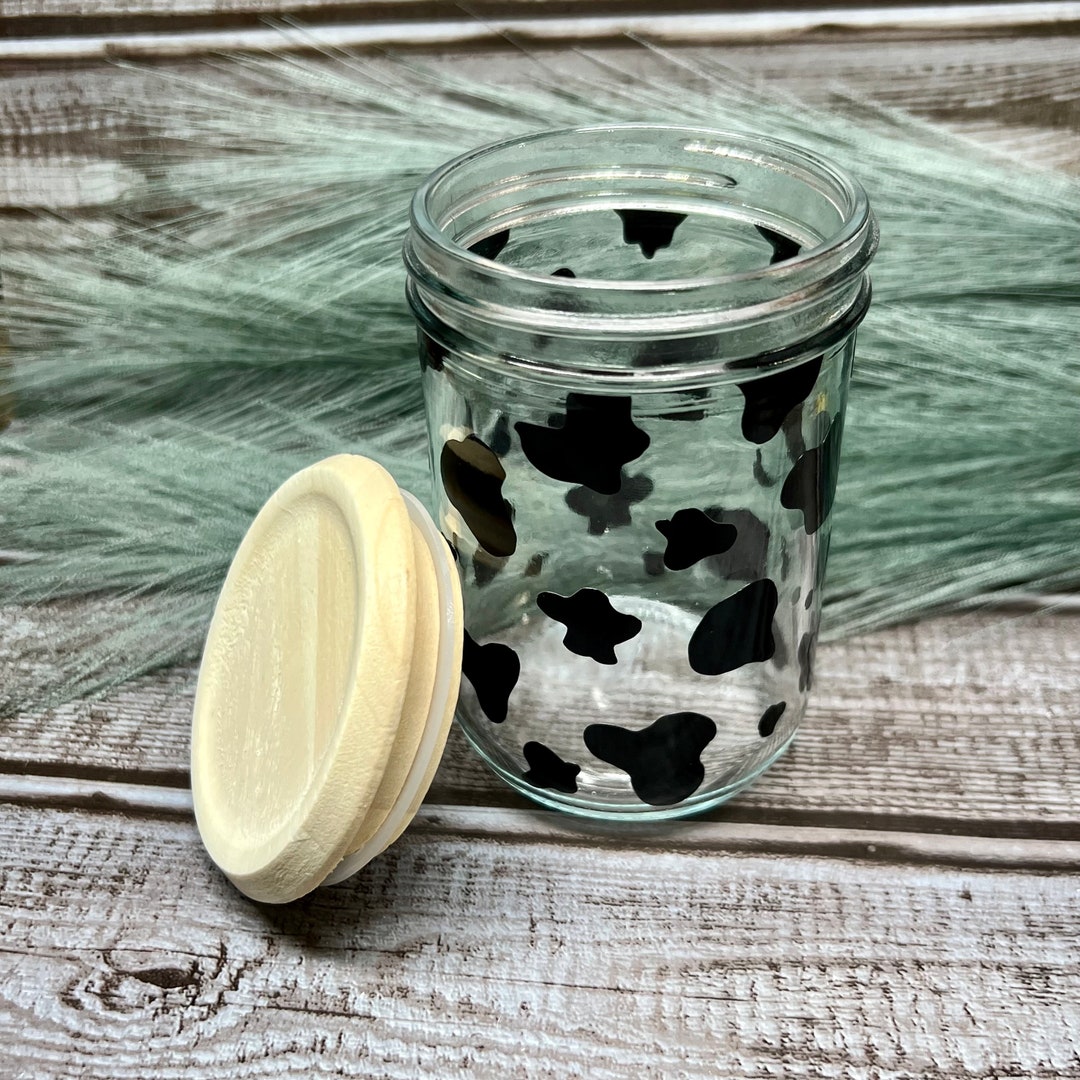 Cow Print Small Jar With Bamboo Lid - Etsy