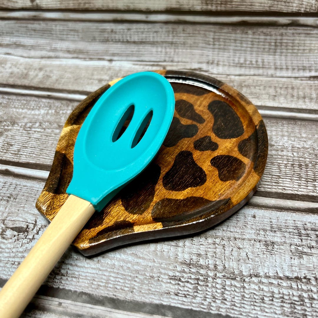 Wood Burned Cow Print Spoon Rest | Western Kitchen Accesories | Spoon ...