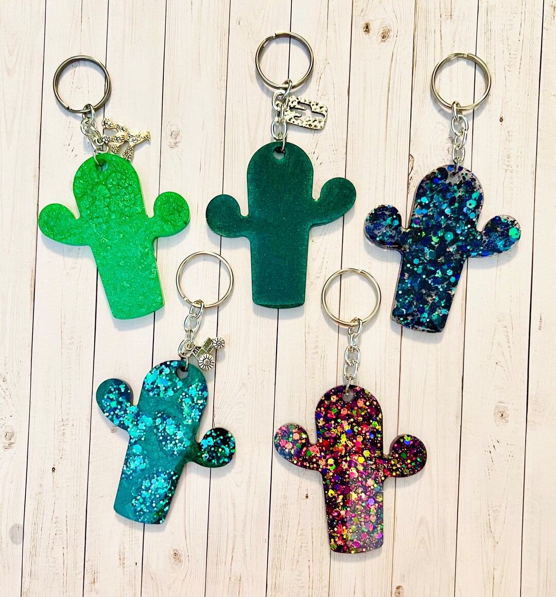 Resin Cactus Keychain | Custom - Etsy
