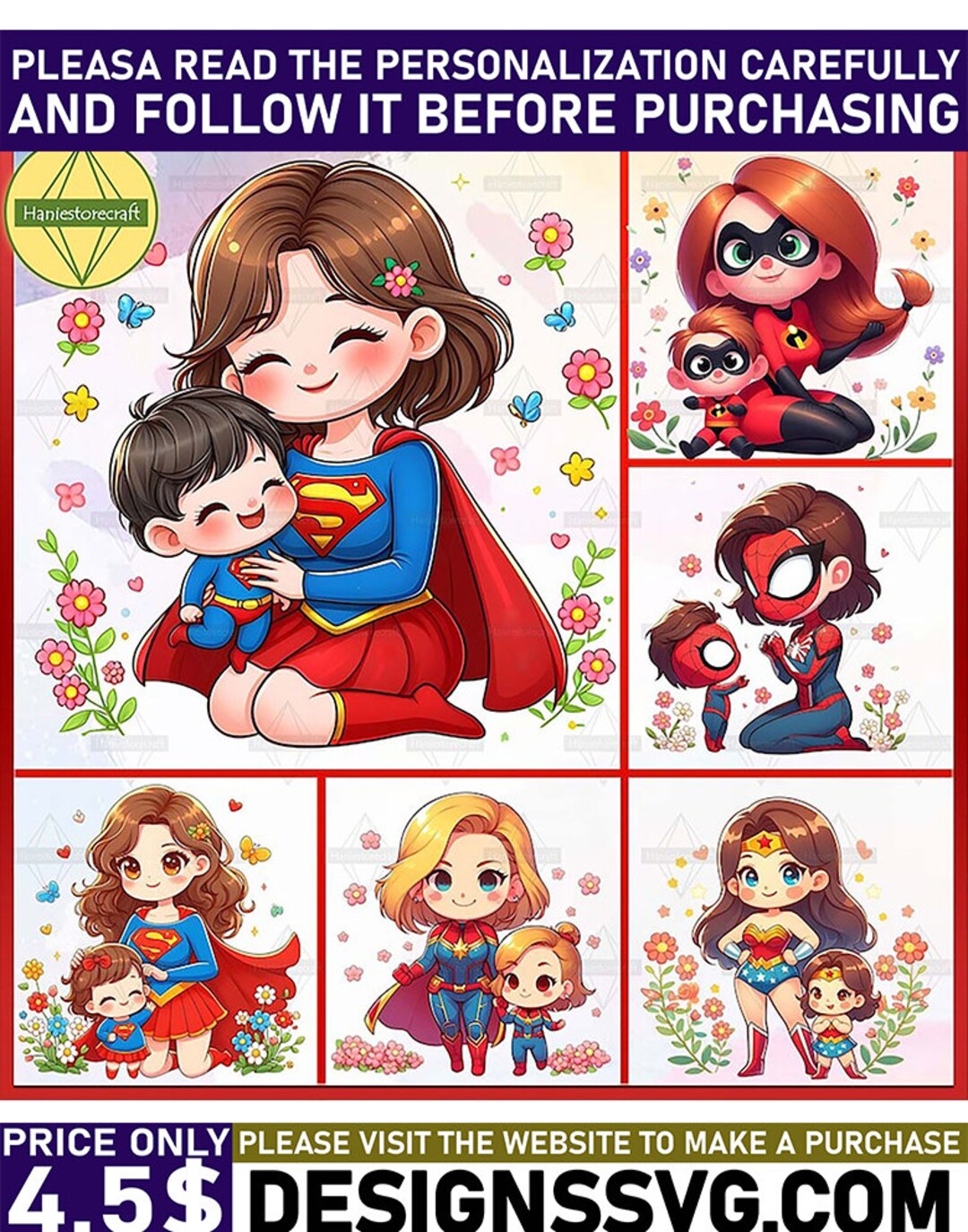 5 Cartoon Mama and Mini Png Bundle, Best Mom Ever Png, Happy Mothers ...