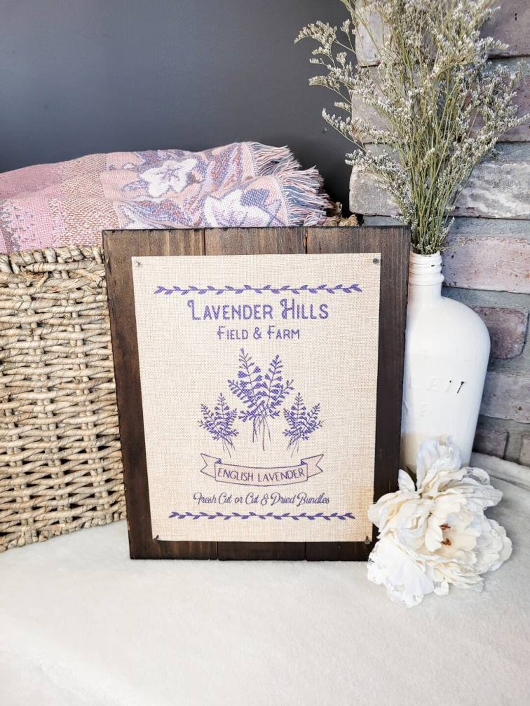 Lavender Flower Sign, Herb Wreath, Bathroom Sign, Farm Fresh Flowers ...