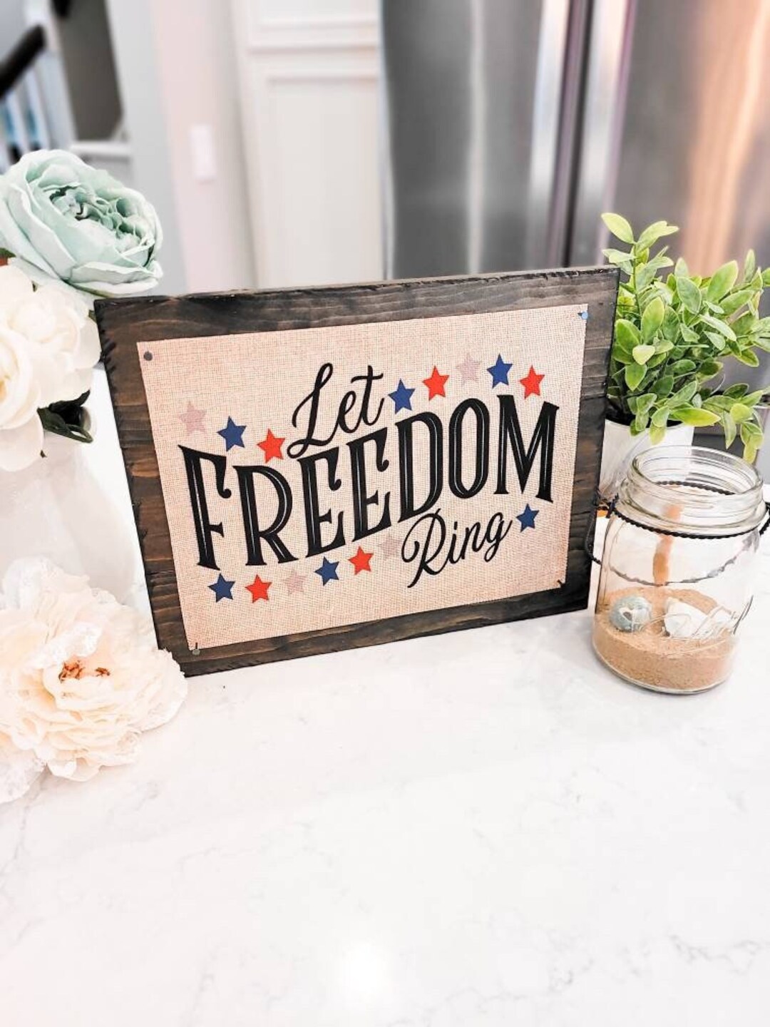 Let Freedom Ring Sign, Modern Farmhouse Sign Patriotic Sign Rustic ...