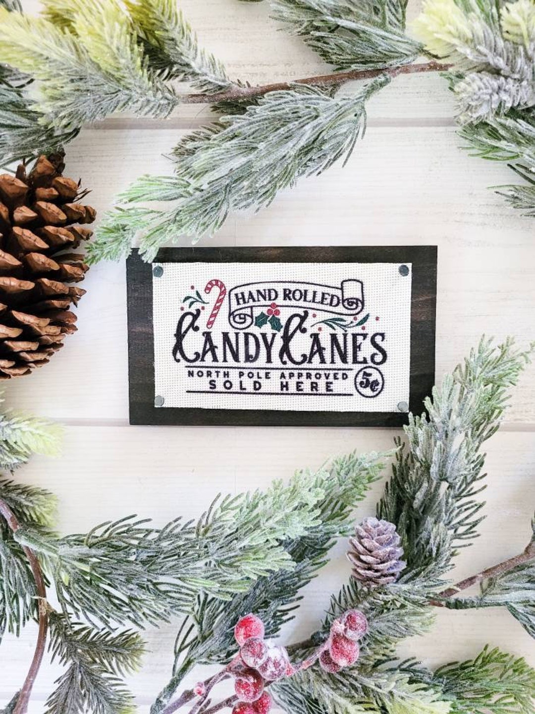 Hand Rolled Candy Canes Sign, Mini Wood Sign, Candy Cane Tiered Tray ...