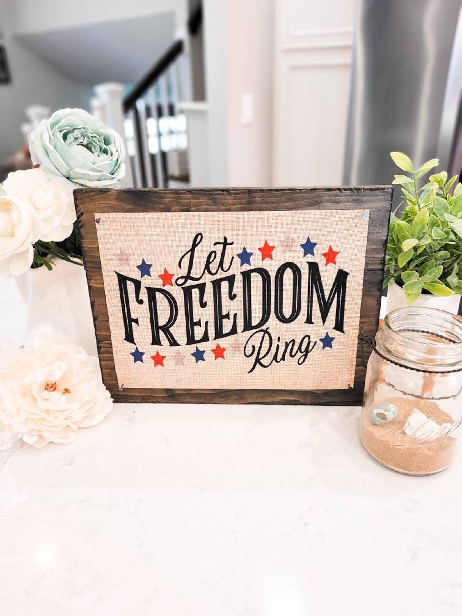 Let Freedom Ring Sign, Modern Farmhouse Sign Patriotic Sign Rustic ...