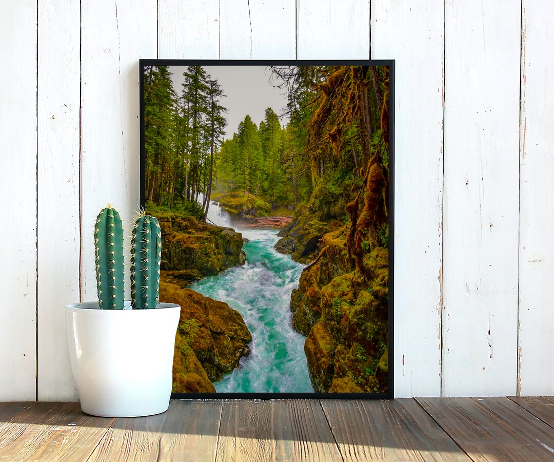 Waterfall Print, Digital Download, Printable Wall Art, Washington State ...