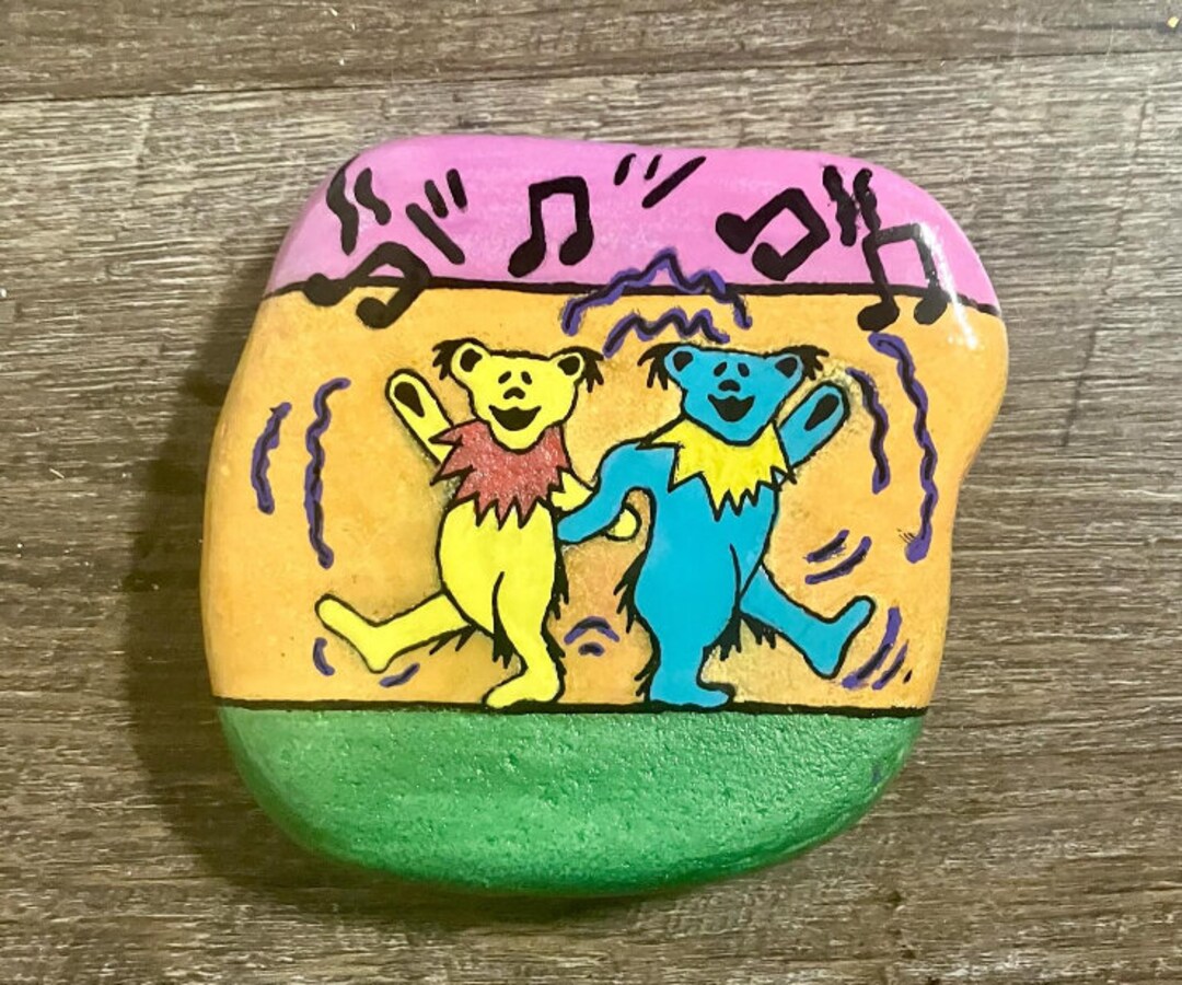 Hand Painted Grateful Dead Dancing Bears Rock | Hand Made Grateful Dead ...