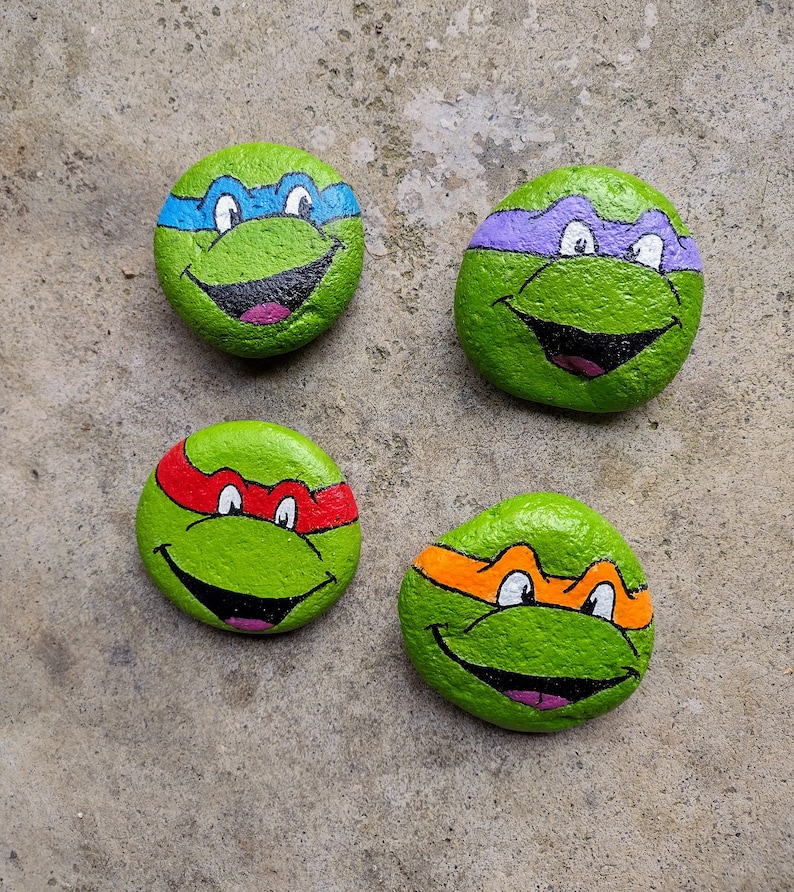 Ninja Turtles Painted Rock Set | TMNT | - Etsy