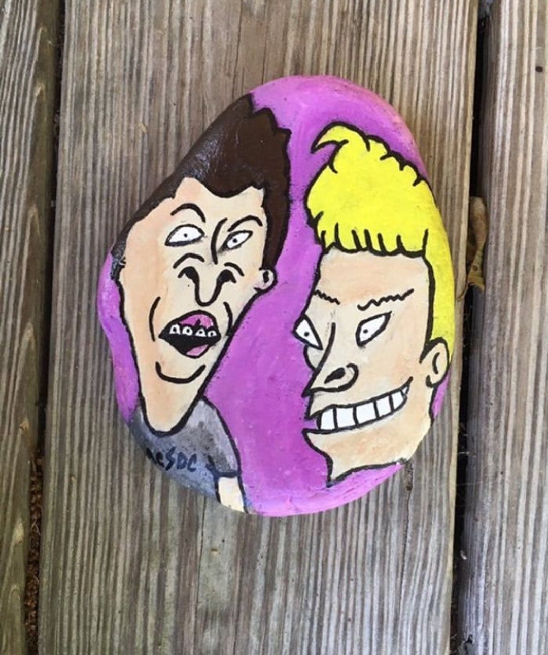Hand Painted Bevis and Butthead Rock - Etsy