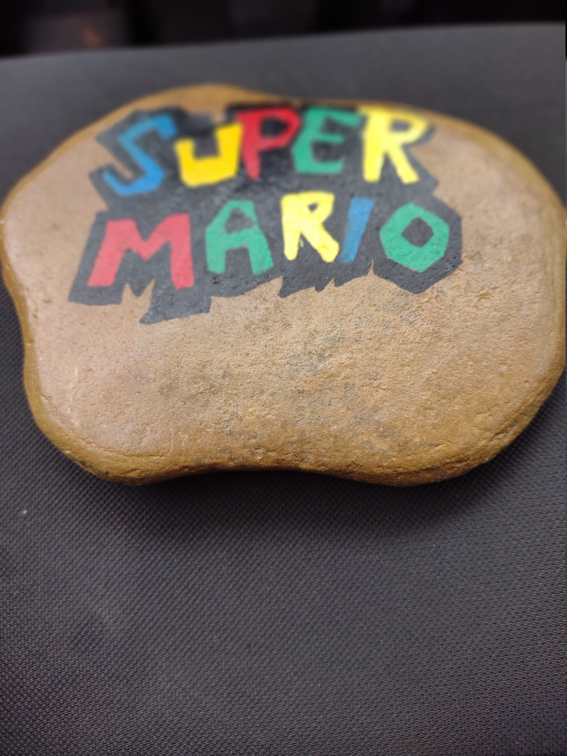 Hand Painted Super Mario Brothers Logo Rock - Etsy