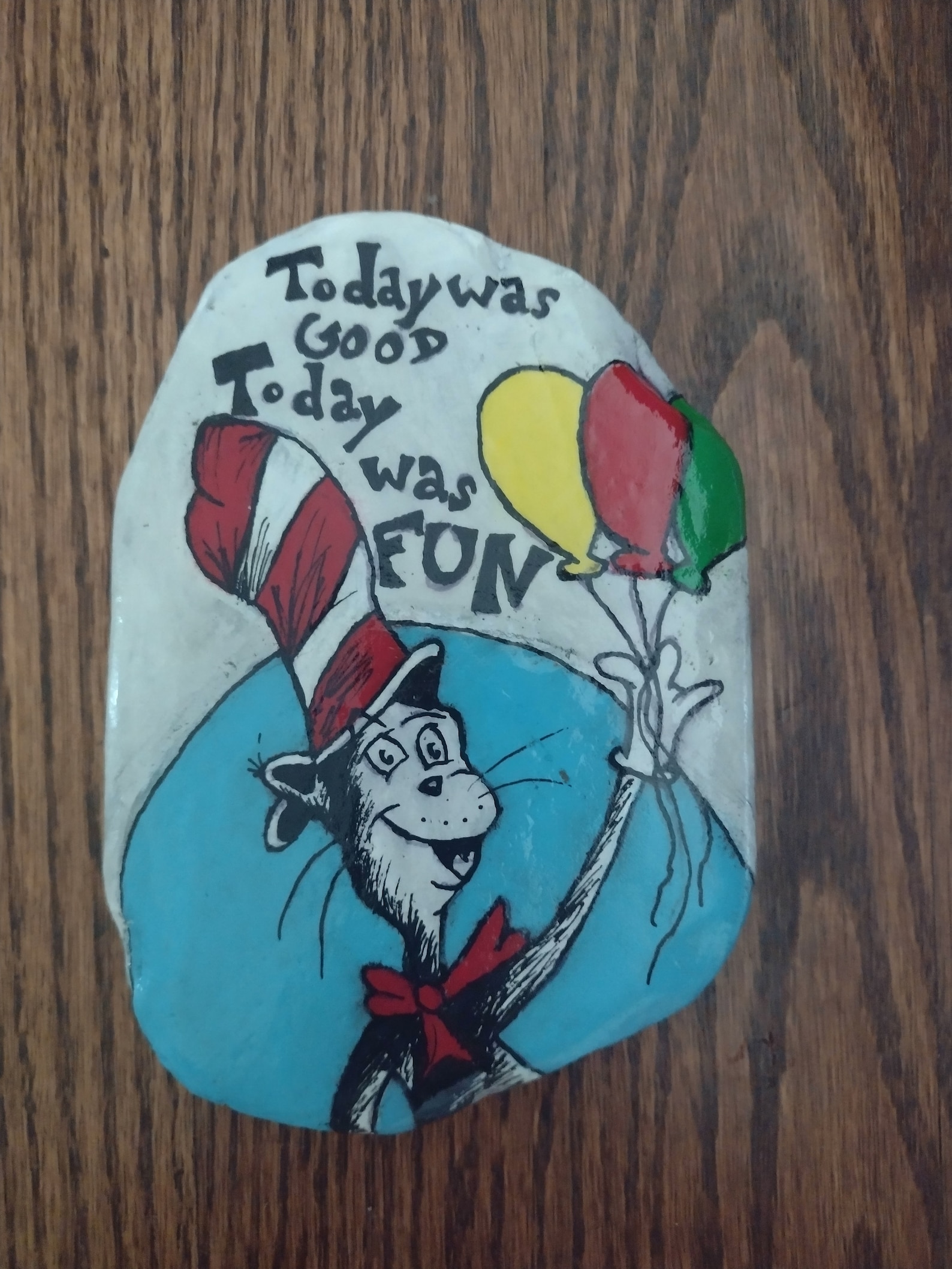 Dr. Suess Cat in the Hat Painted Rock - Etsy