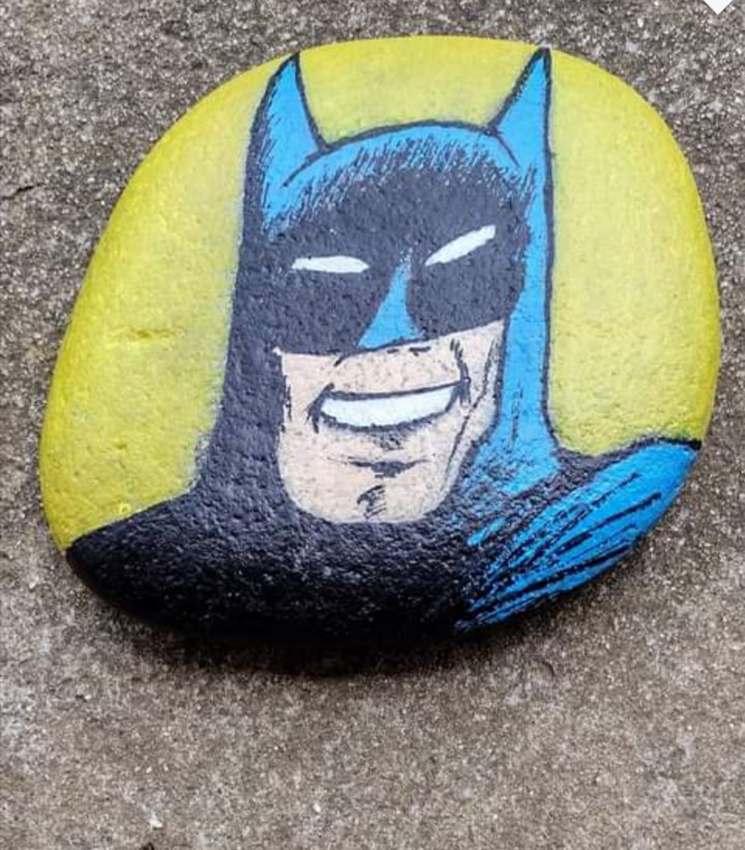 Hand Painted Batman Rock - Etsy