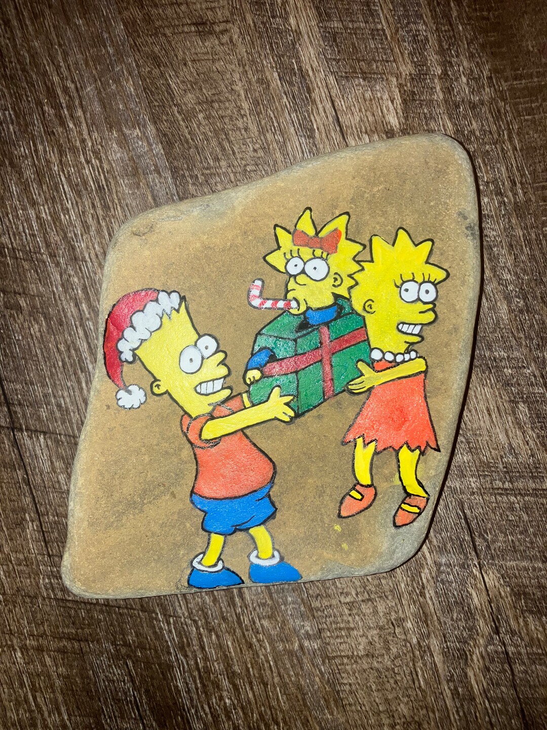 Hand Painted Simpsons Christmas Rock - Etsy