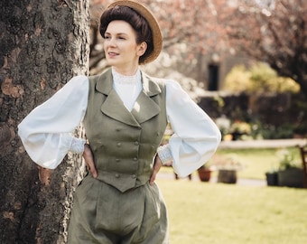 Edwardian Vest, Women's Linen Vest, Victorian Vest, 1900 Edwardian Vest, Women's Linen Vest, Victorian Vest, 1900