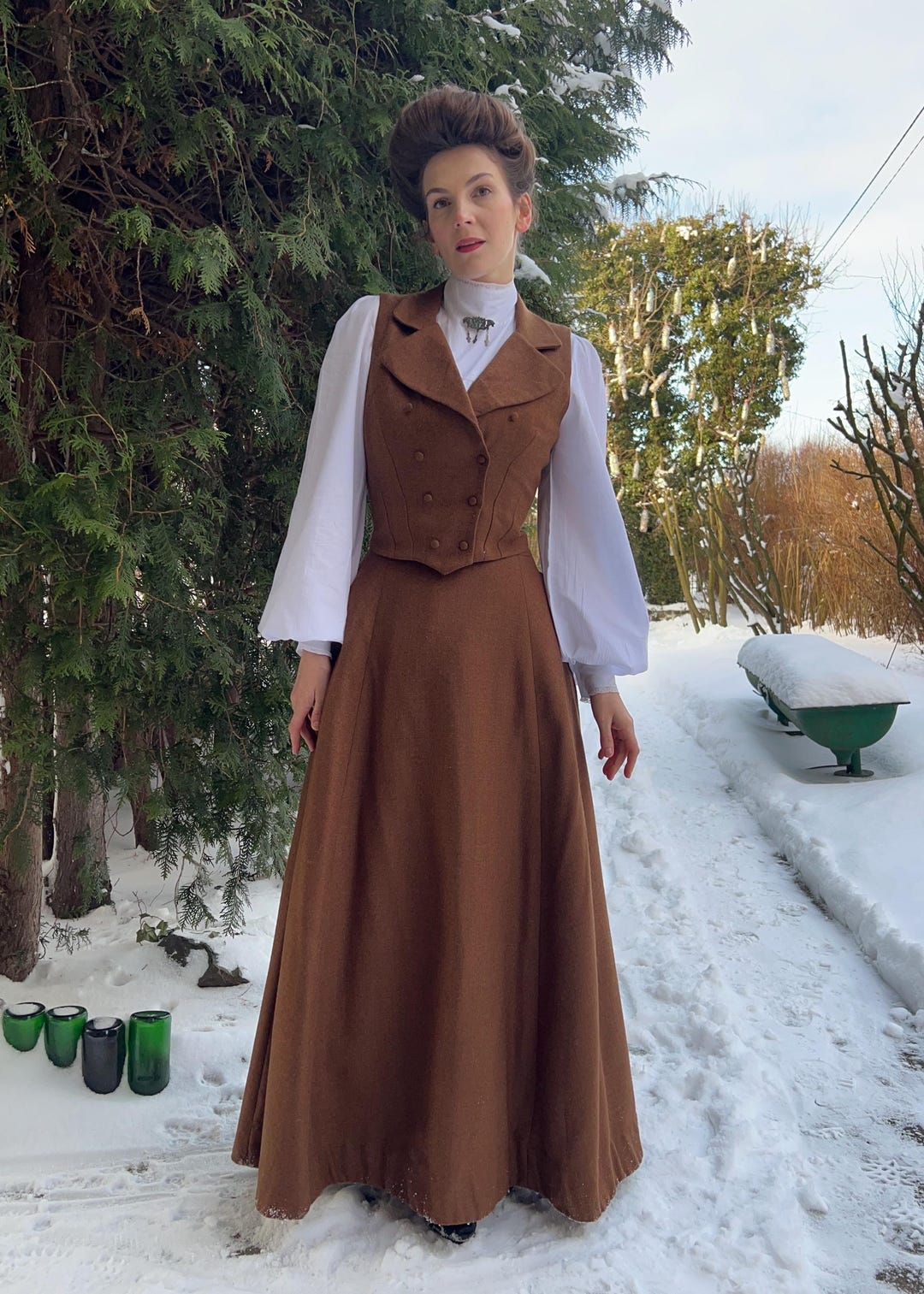 Victorian Wool Set, Handmade Skirt and Vest, Edwardian Historical ...