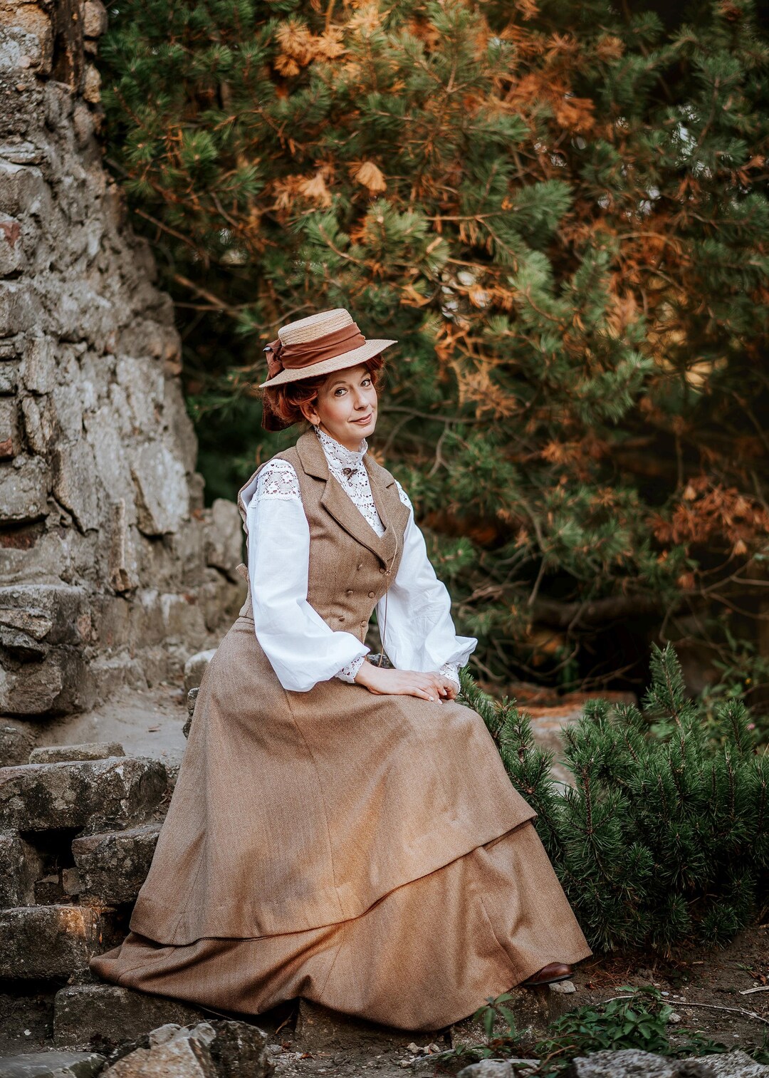 Edwardian Set, Herringbone Tweed, Vintage Set Woman, Wool Suit, Double ...